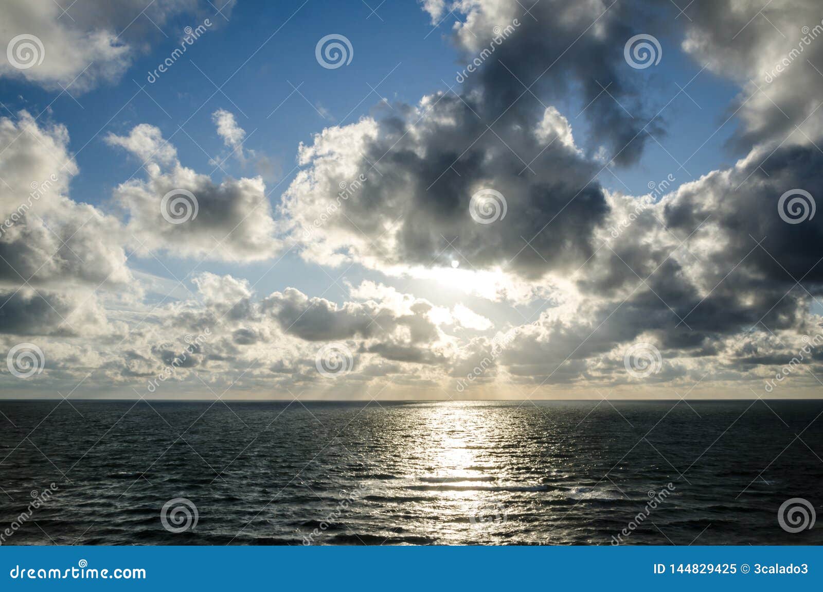 Dramatic Sunset Over the Open Ocean Stock Image - Image of sylt ...