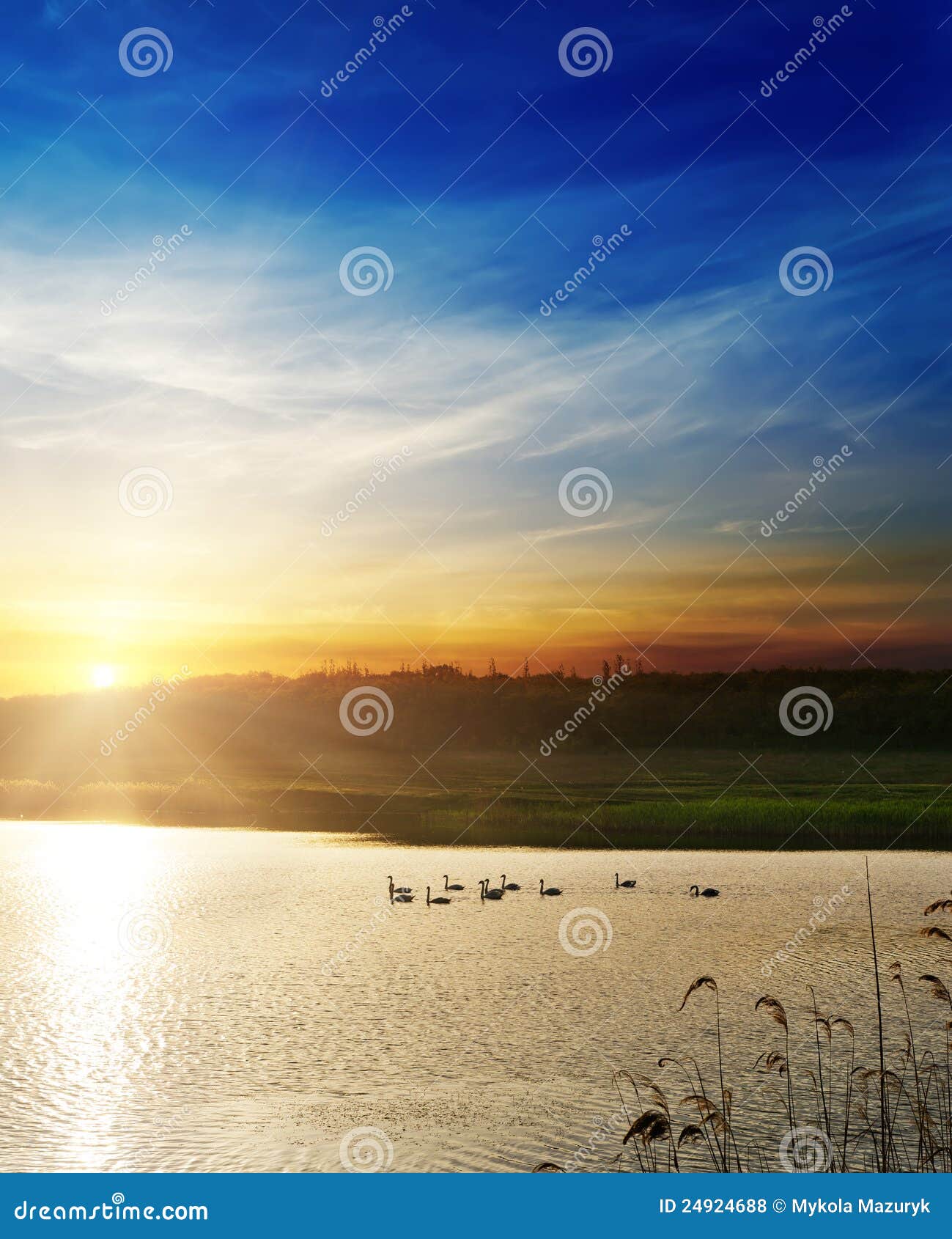 Dramatic sunset over river stock photo. Image of scene - 24924688