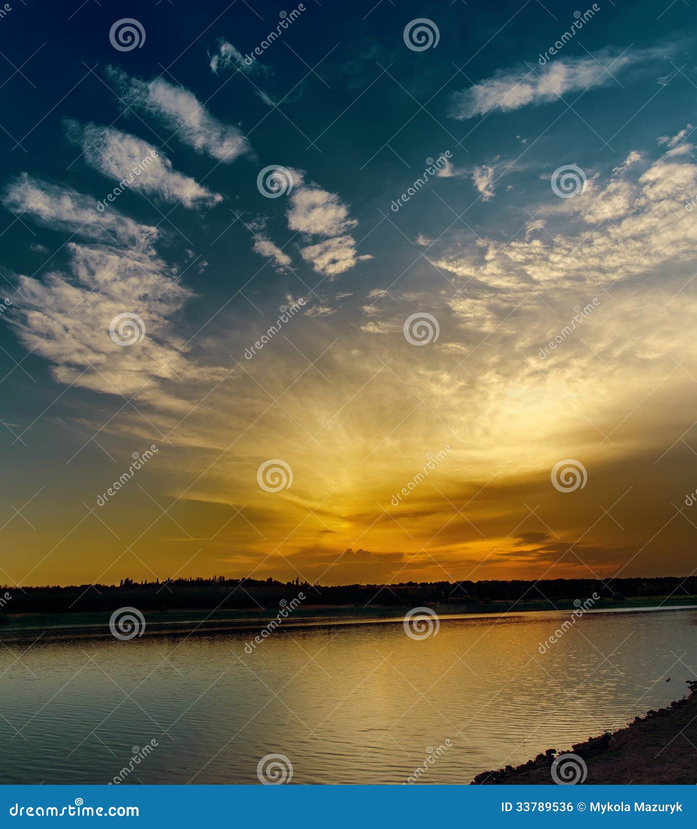 Dramatic sunset over river stock photo. Image of landscape - 33789536