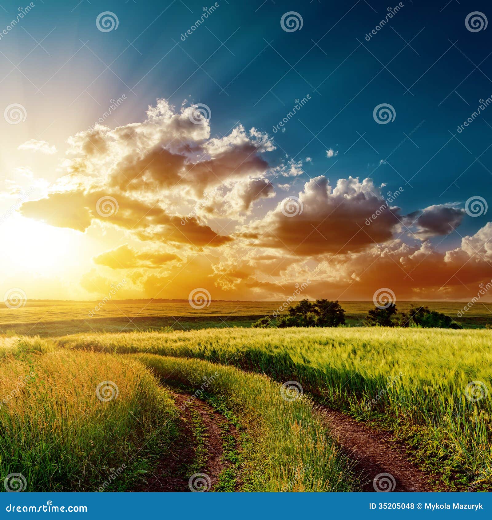 Dramatic sunset over road stock photo. Image of environment - 35205048