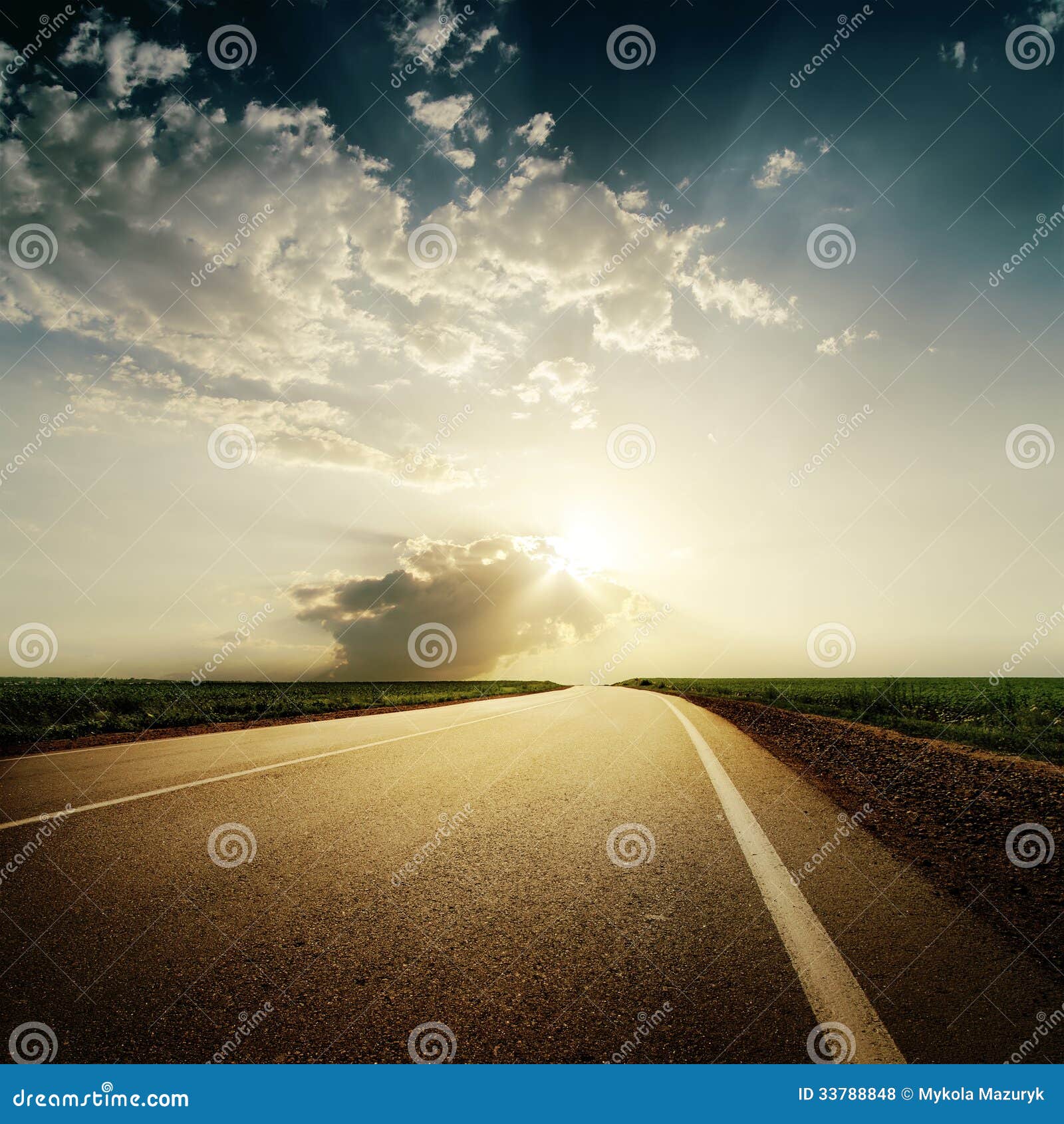 Dramatic sunset over road stock photo. Image of destination - 33788848