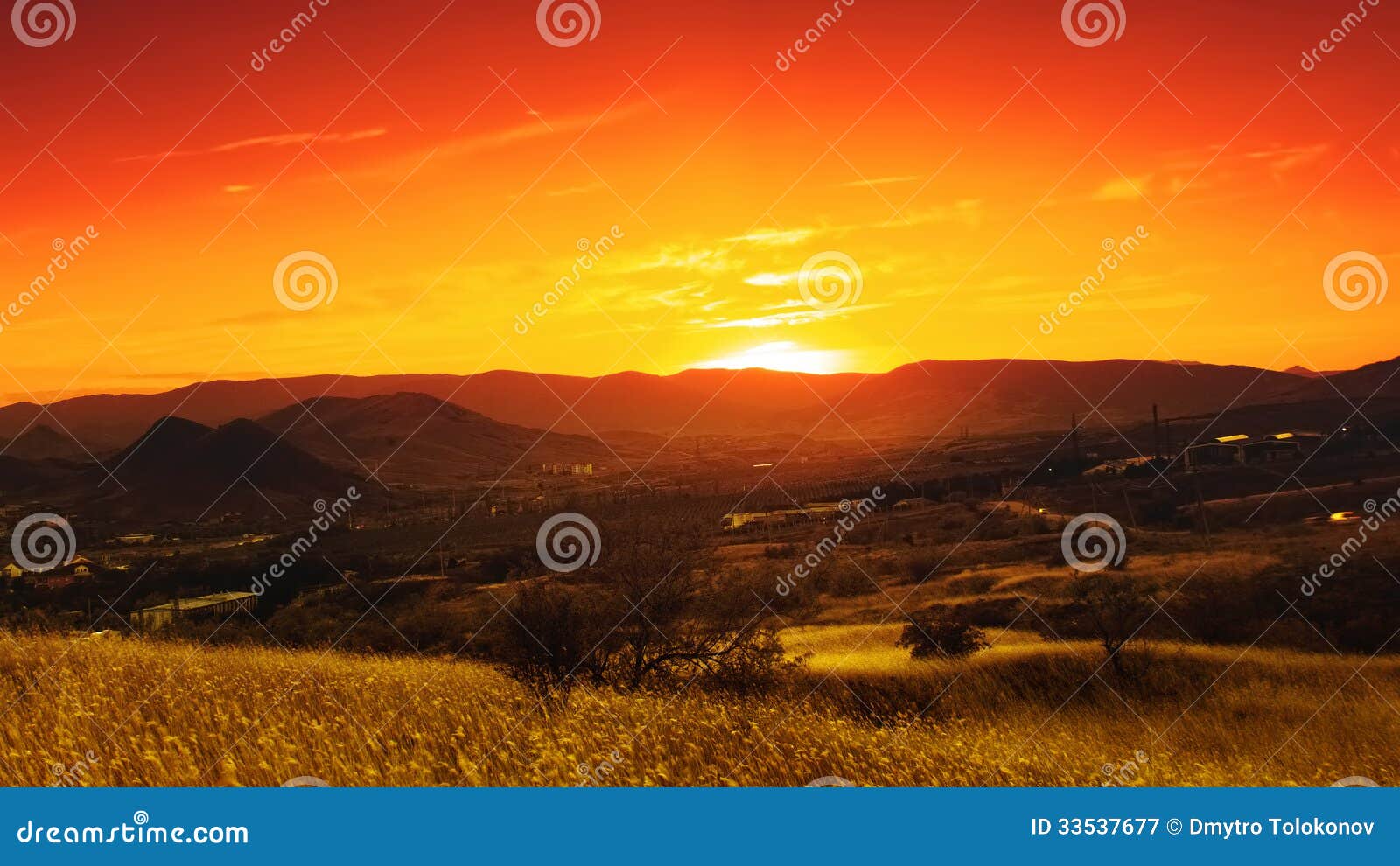 Dramatic Sunset Over Valley. Stock Image - Image of environment, cloud ...