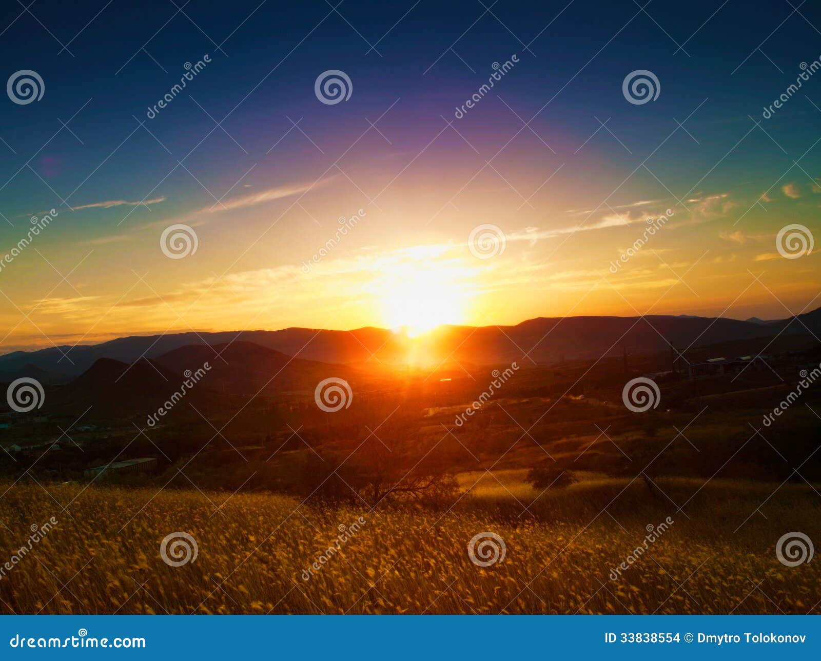 Dramatic Sunset Over Valley. Stock Photo - Image of environment, color ...