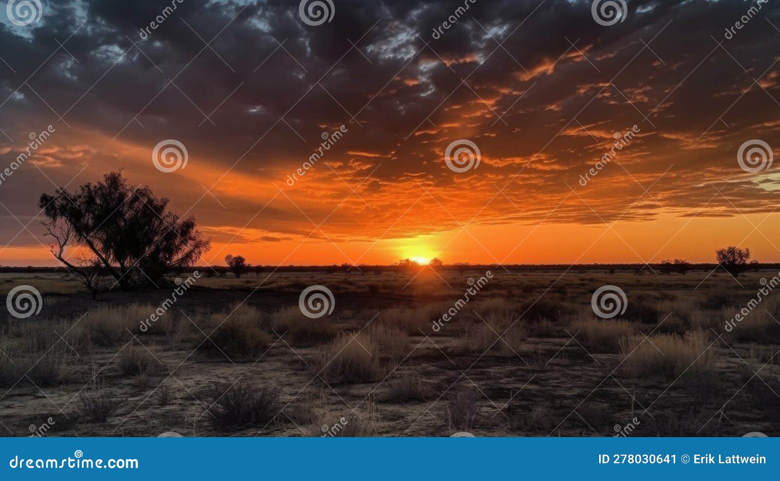 Dramatic Sunset Over a Wide Panoramic Landscape - Made with Generative ...