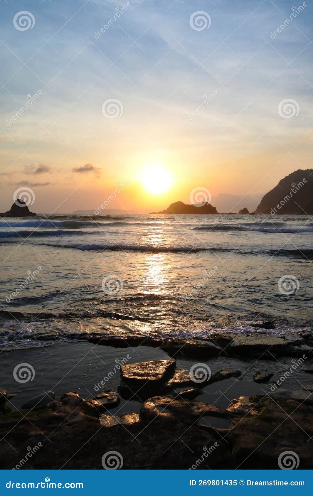Dramatic Sunset at Papuma Beach in Jember, East Java, Indonesia. Stock ...