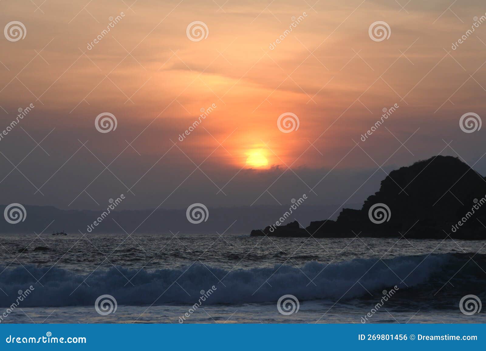 Dramatic Sunset at Papuma Beach in Jember, East Java, Indonesia. Stock ...
