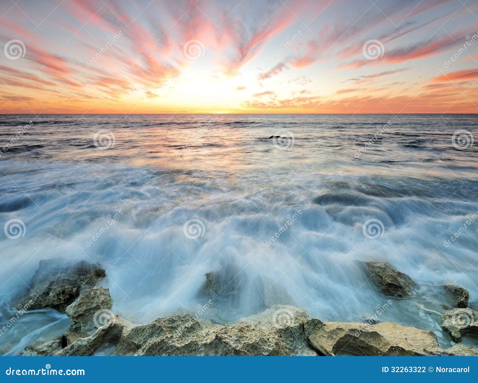 Dramatic Sunset in Perth Beach Stock Photo - Image of wave, motion ...