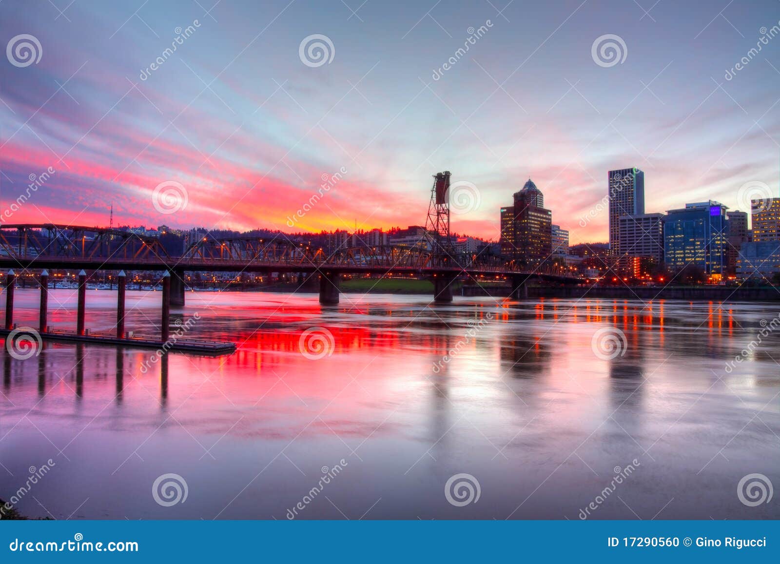 Dramatic Sunset in Portland or., HDR. Stock Photo - Image of dispersed ...