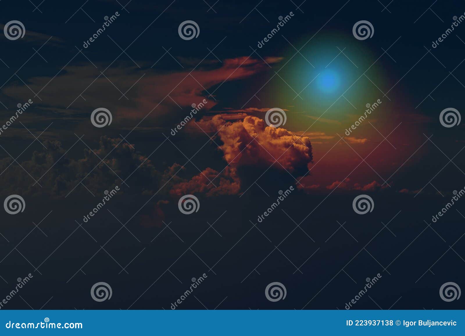 Dramatic Sunset Rays through a Cloudy Dark Sky. Stormy Sky with a ...