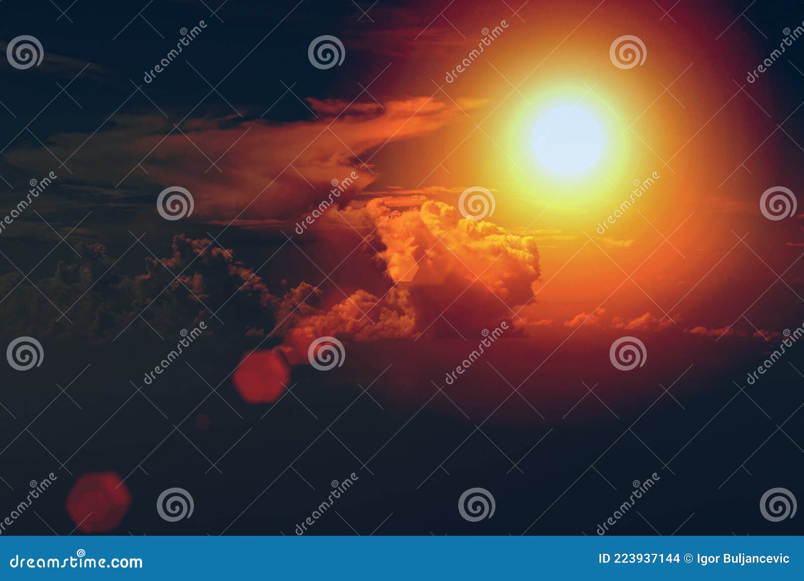 Dramatic Sunset Rays through a Cloudy Dark Sky. Stormy Sky with a ...