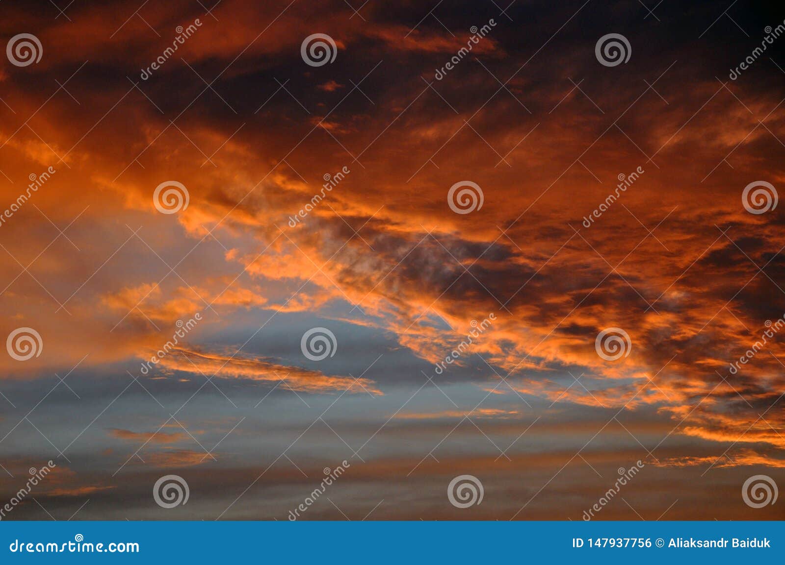 Dramatic Sunset, Red Sky. after the Rain. Stock Photo - Image of ...