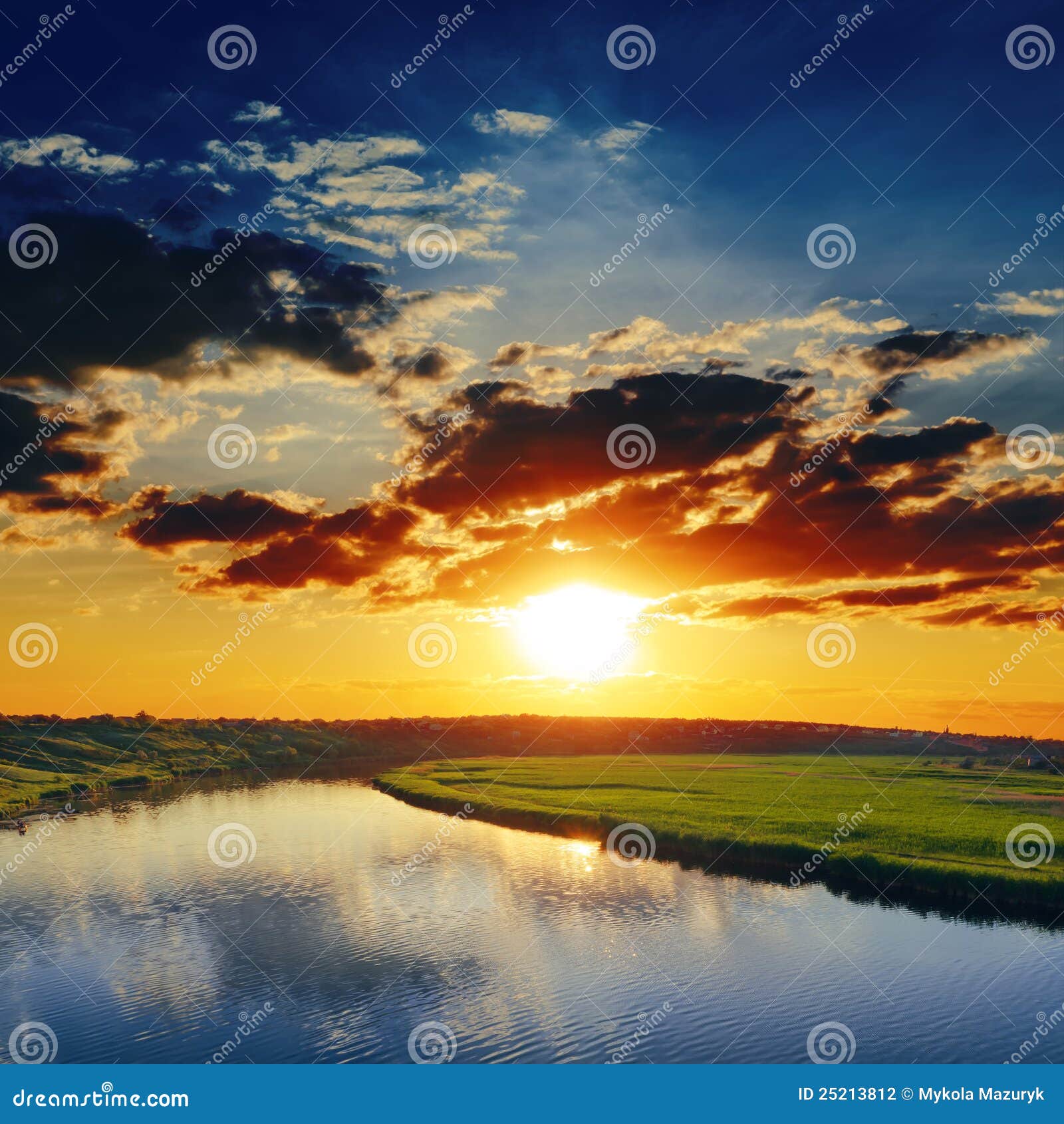 Dramatic sunset and river stock photo. Image of orange - 25213812