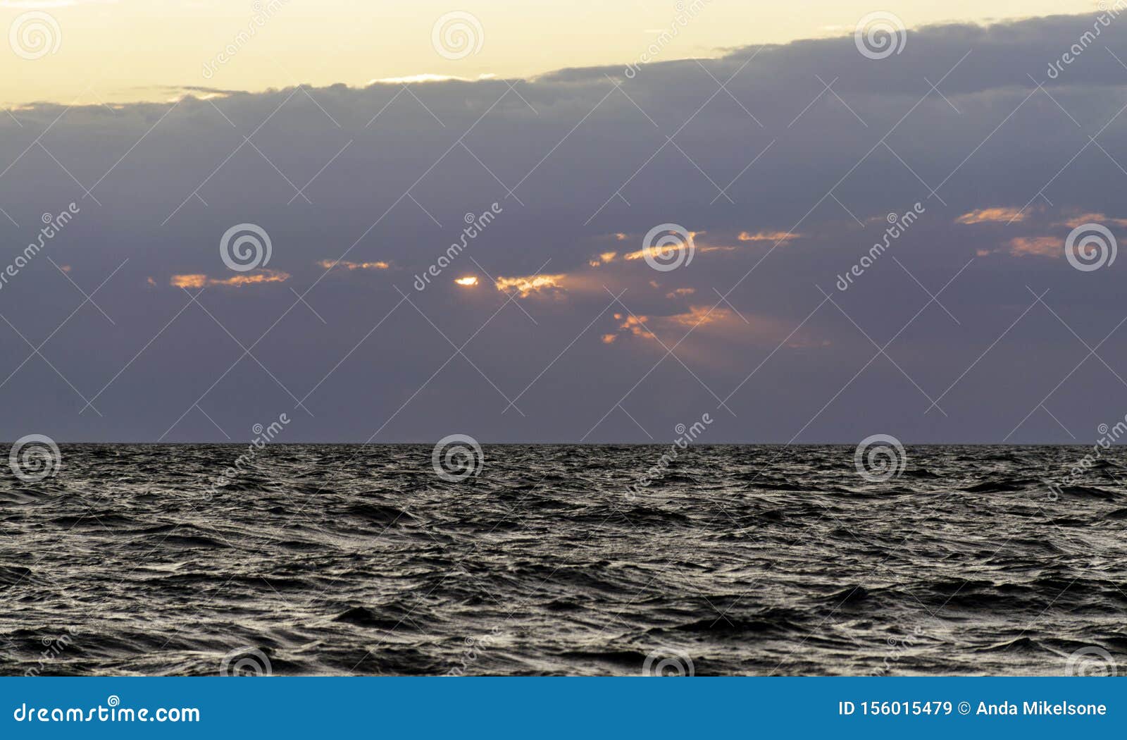 Dramatic Sunset, Seashore, Strong Winds and Blurred Waves, Stock Image ...