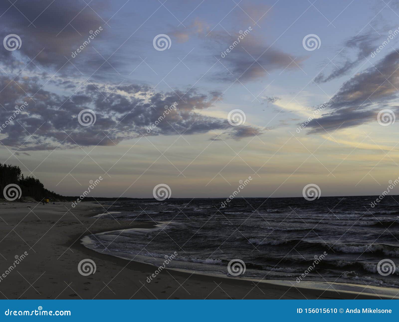 Dramatic Sunset, Seashore, Strong Winds and Blurred Waves, Stock Photo ...