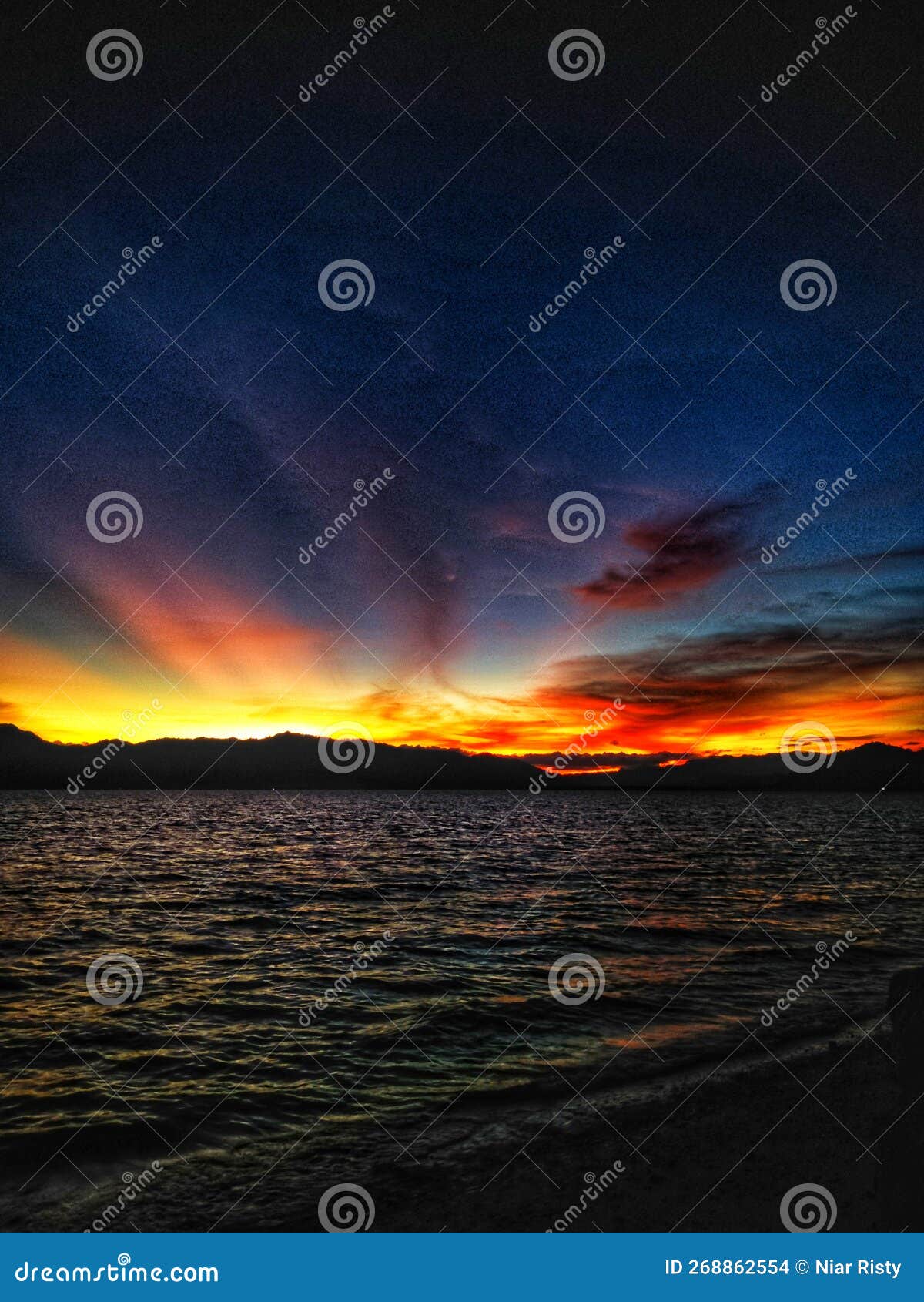 Dramatic Sunset Sky Colors_Dusk_View at Beach Stock Photo - Image of ...