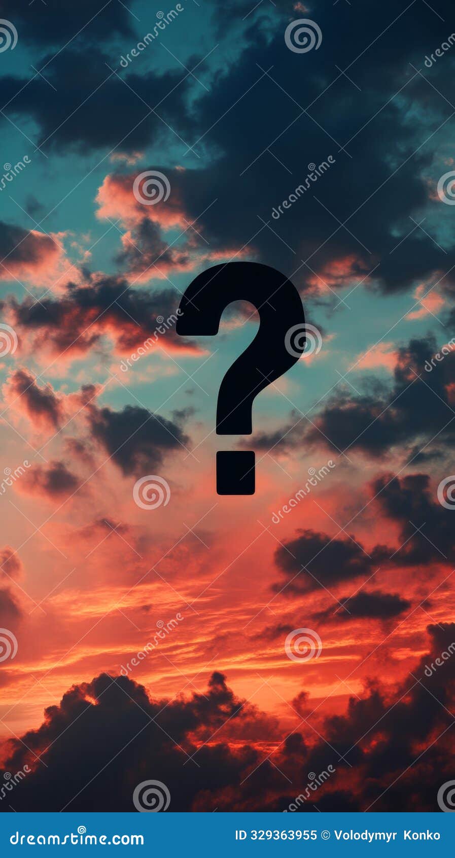 Dramatic Sunset Sky with Dark Clouds and Question Mark Silhouette Stock ...