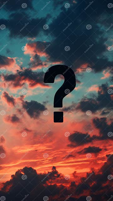Dramatic Sunset Sky with Dark Clouds and Question Mark Silhouette Stock ...