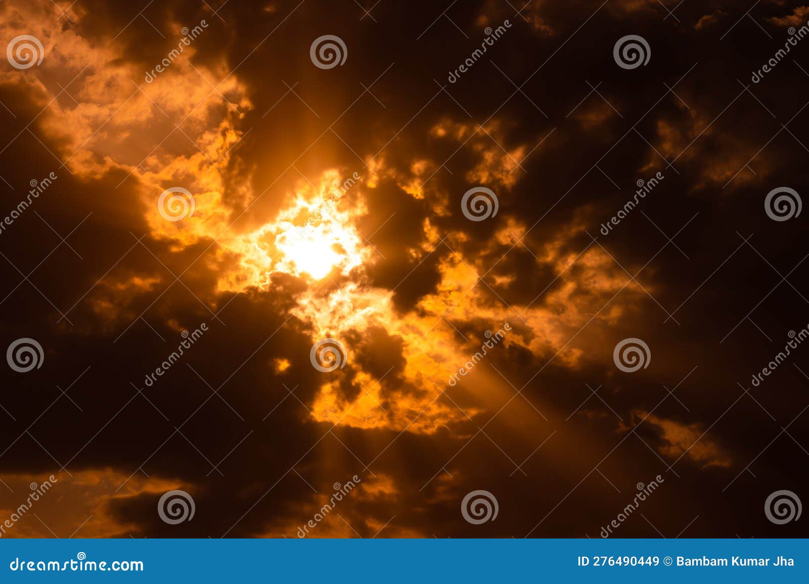 Dramatic Sunset Sky with Dense Black Cloud at Dusk Stock Image - Image ...