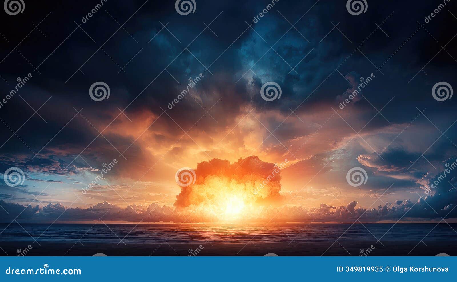 Dramatic Sunset Sky Illuminated by a Huge Nuclear Explosion. Stock ...
