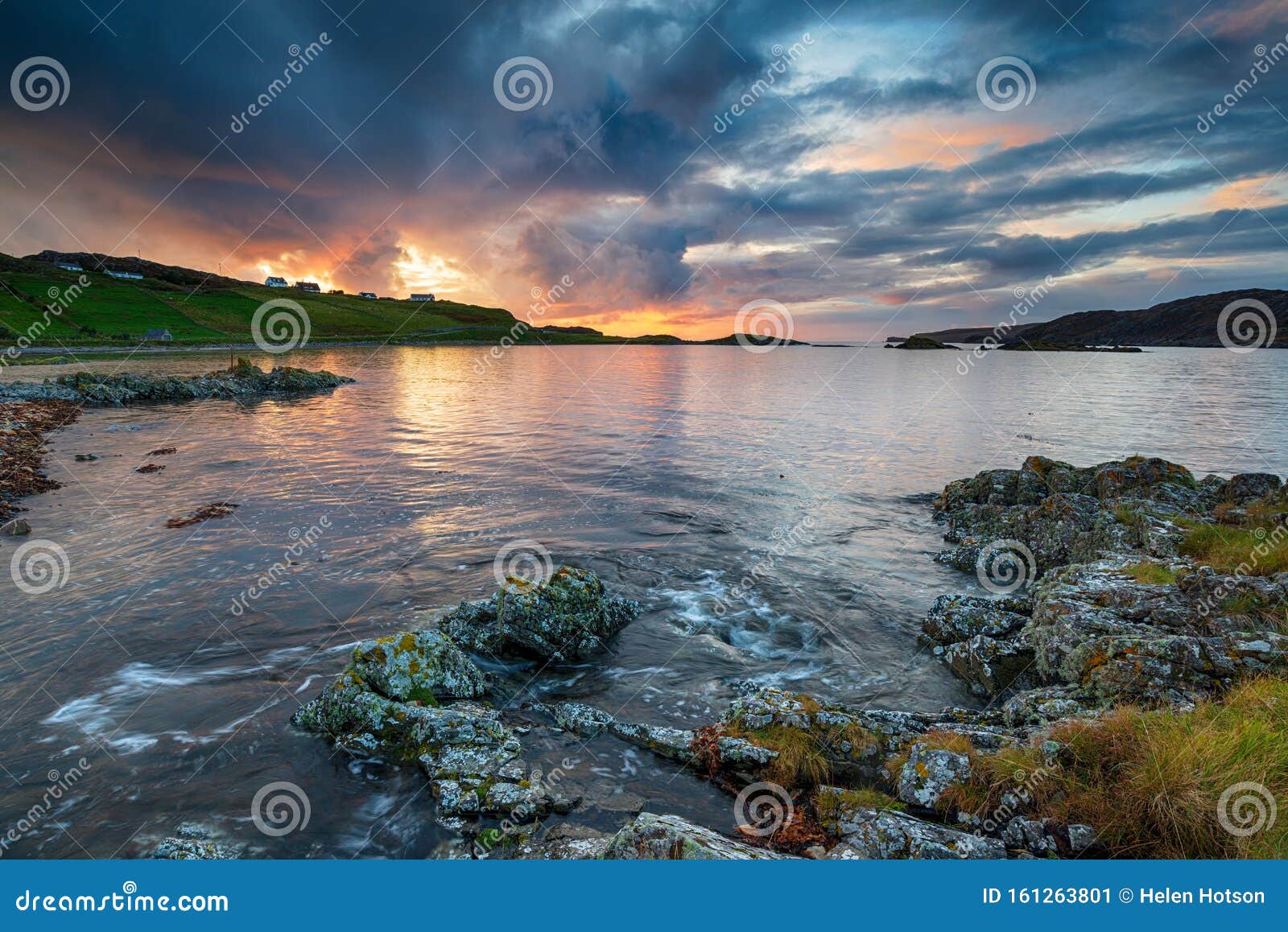 Dramatic Sunset Sky Over the Beach at Scourie Stock Image - Image of ...