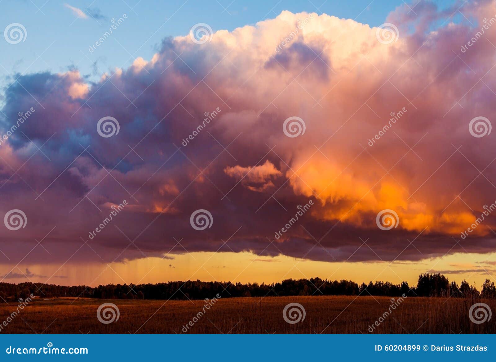 Dramatic Sunset Sky Over Field Stock Image - Image of heaven, romantic ...