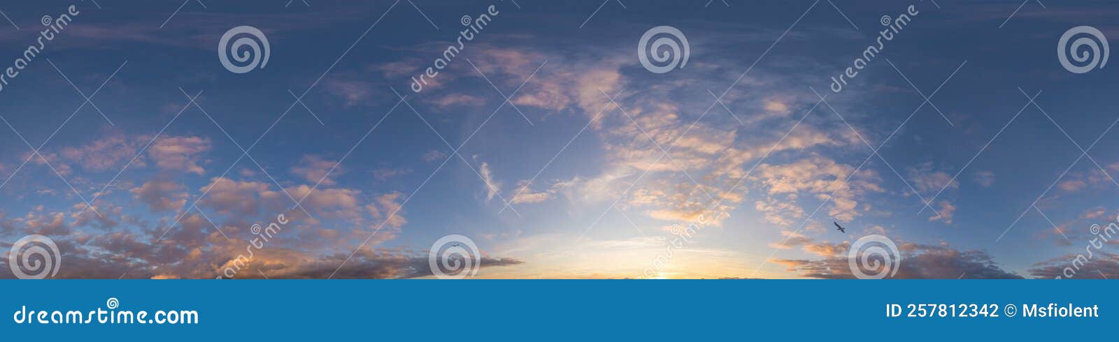 Dramatic Sunset Sky Panorama with Cumulus Clouds. Seamless Hdr 360 Pano ...