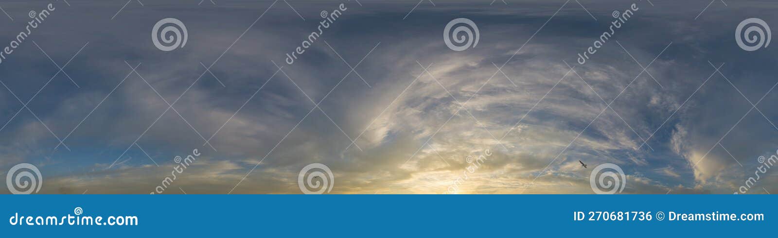 Dramatic Sunset Sky Panorama with Cumulus Clouds. Seamless Hdr 360 Pano ...
