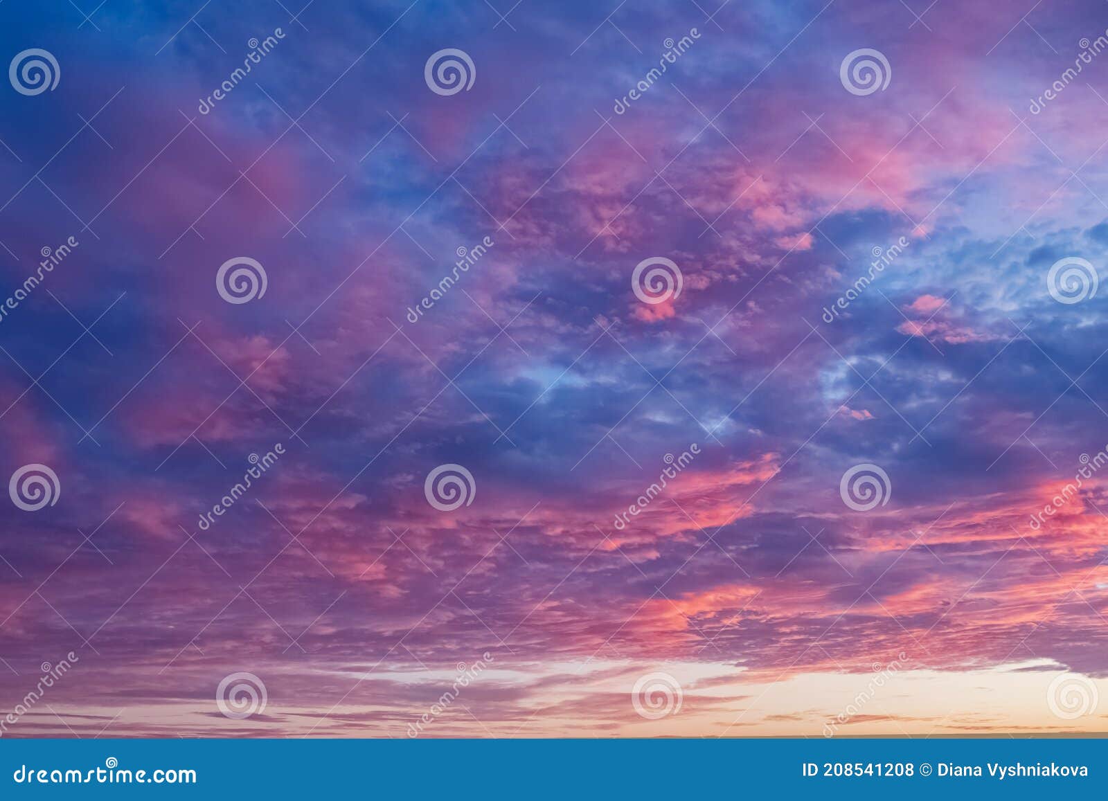 Dramatic Sunset Sky in Red and Blue Colors Stock Photo - Image of ...