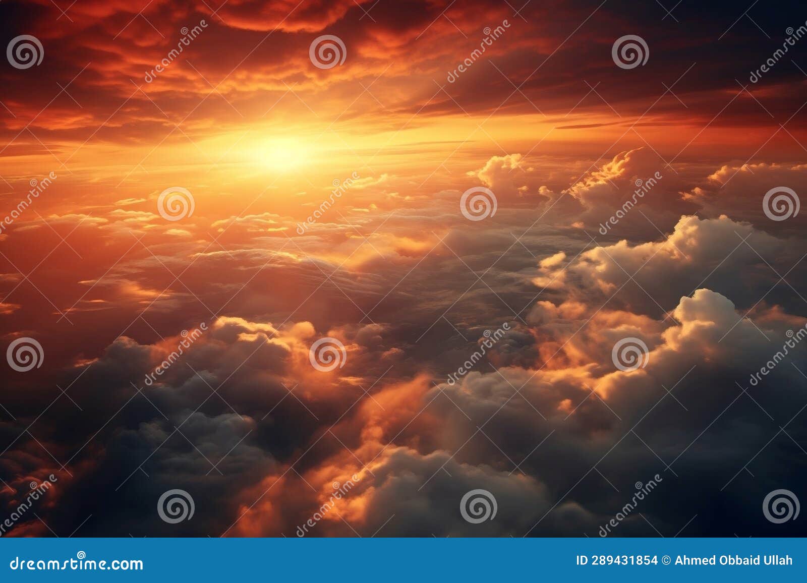 Dramatic Sunset Skyview: Clouds from Airplane. Generative by Ai Stock ...