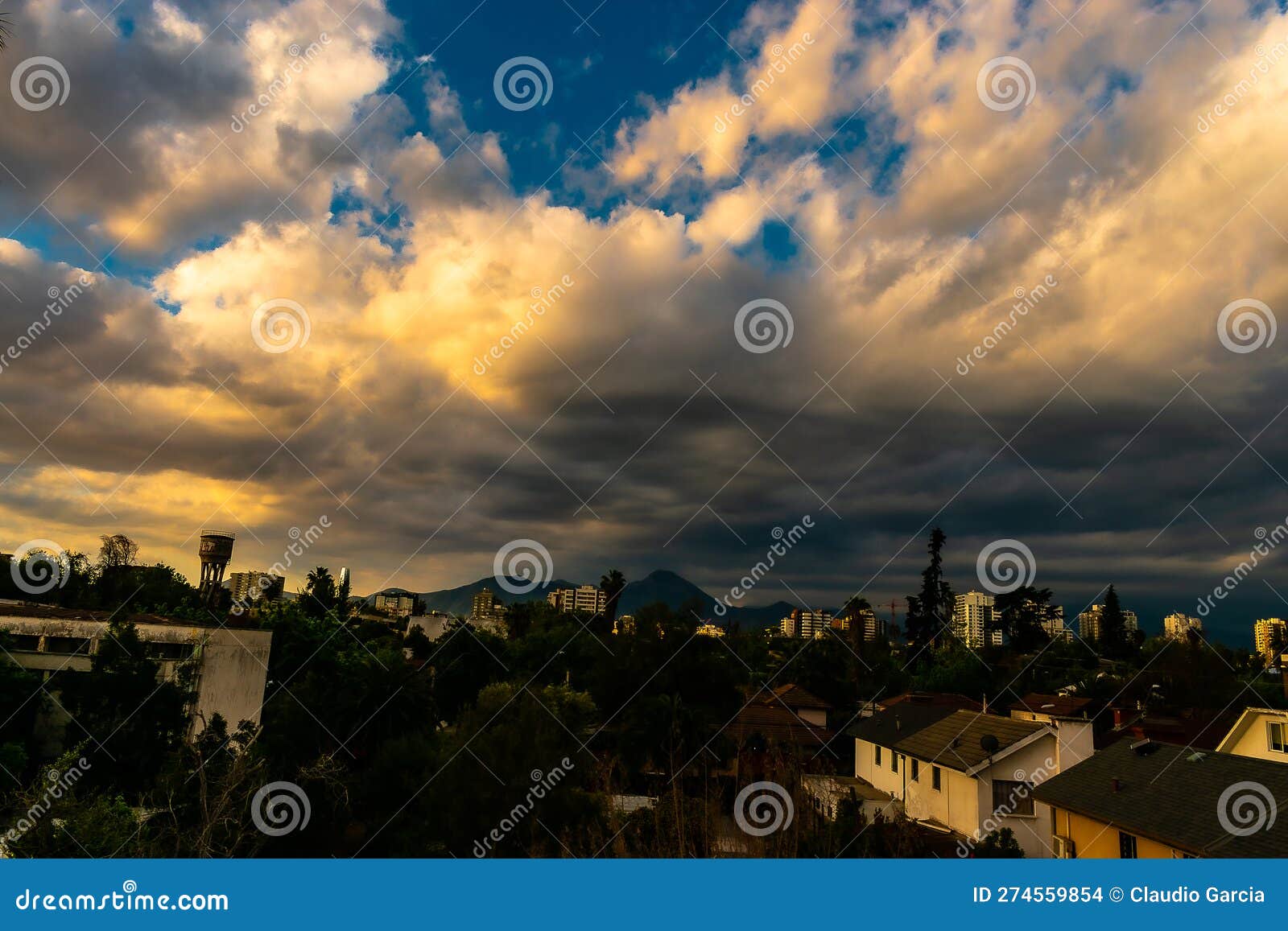 Dramatic Sunset on a Spring Day in the City of Santiago De Chile Stock ...