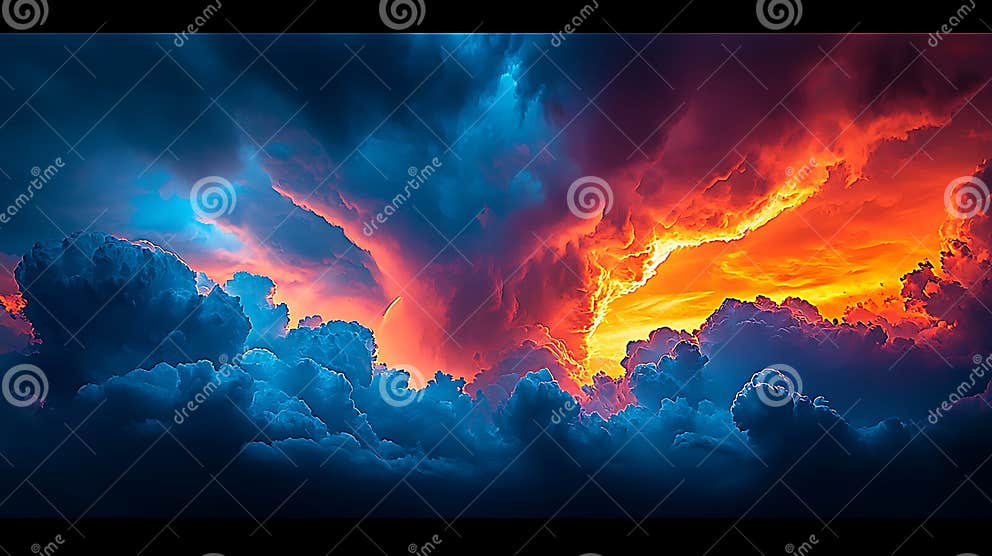 Dramatic Sunset Storm Clouds with Radiant Light Effects Stock ...