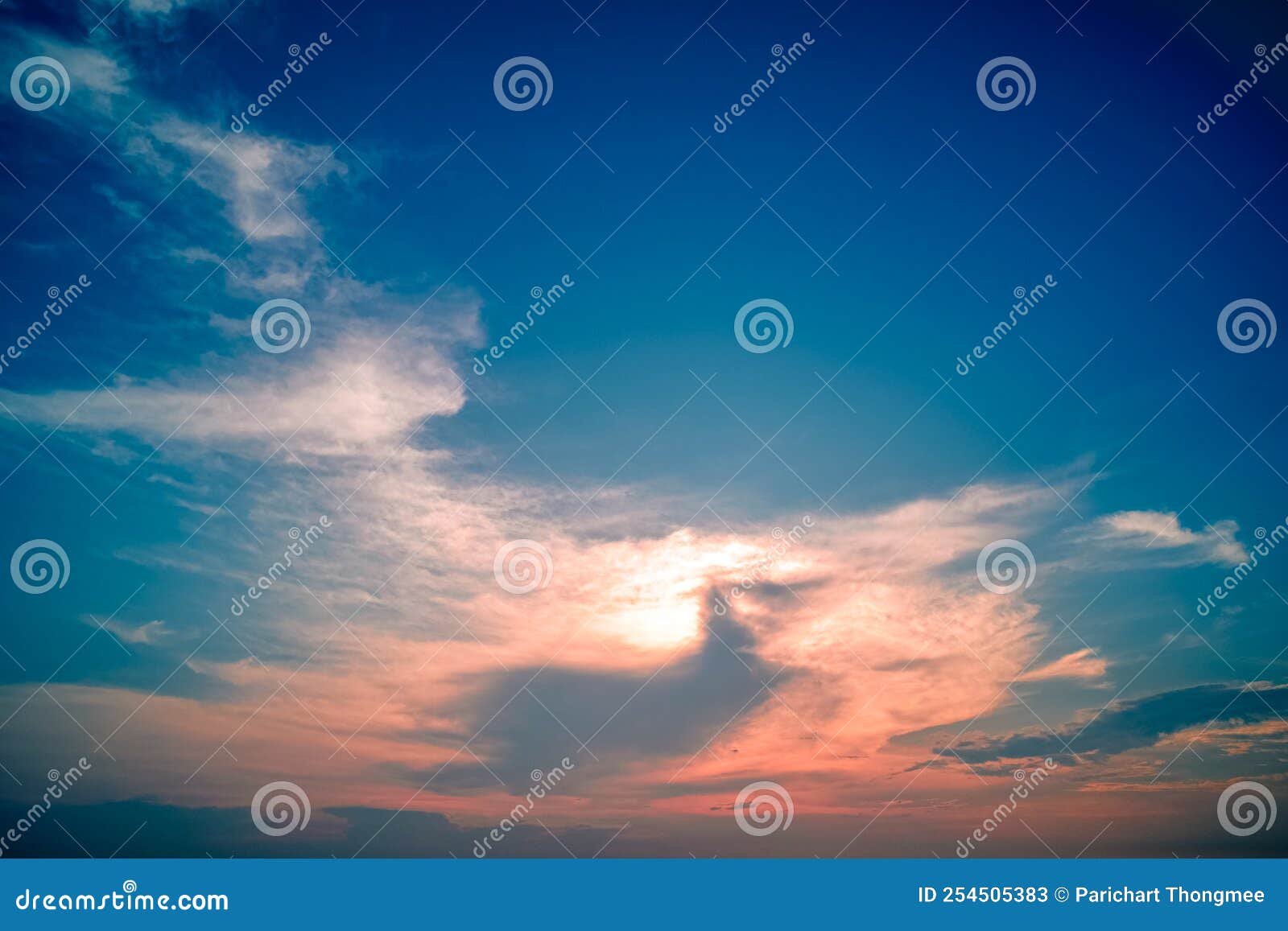 Dramatic Sunset with Twilight Color Sky and Clouds Stock Image - Image ...