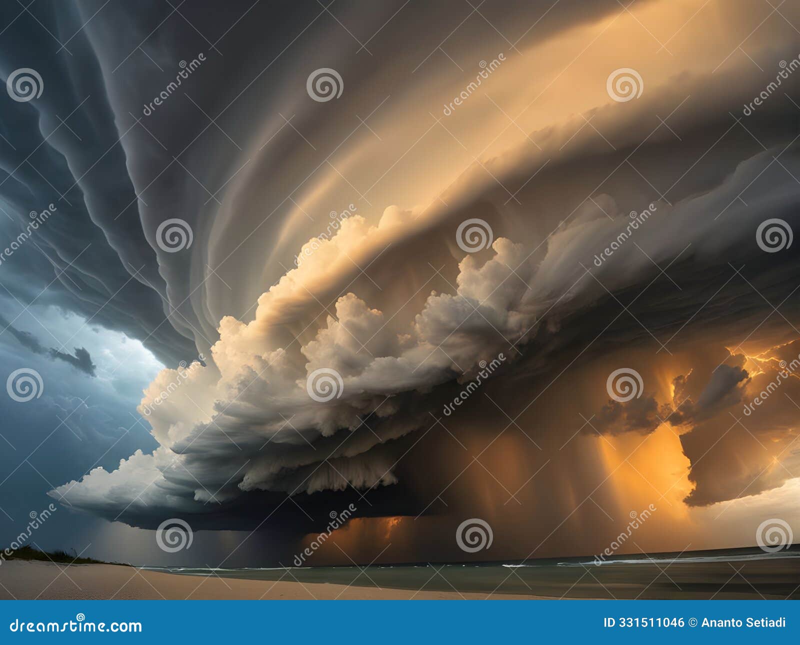 Dramatic Supercell Storm Clouds Over Desert Landscape Stock ...