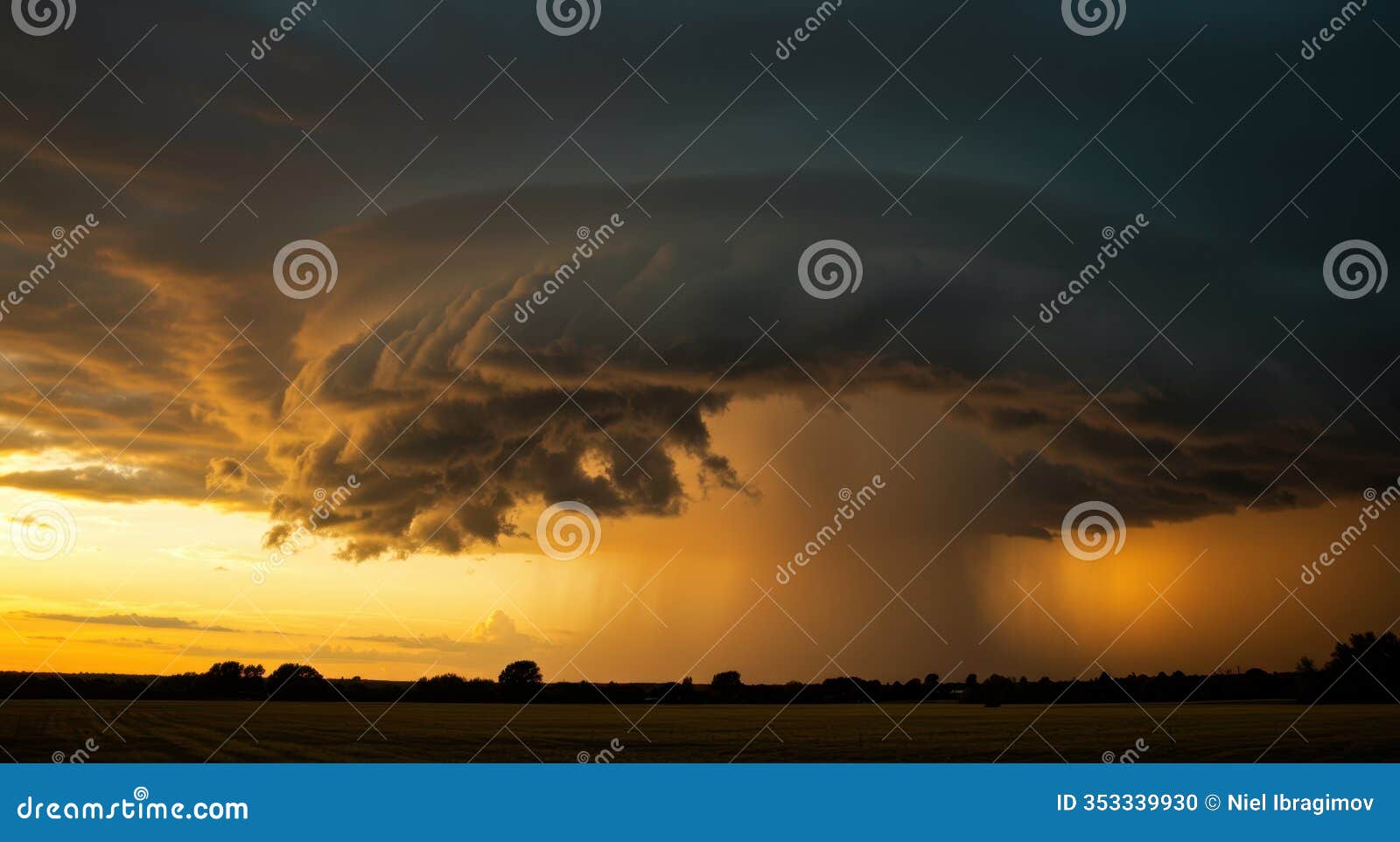 Dramatic Supercell Thunderstorm at Sunset with Intense Lightning and ...