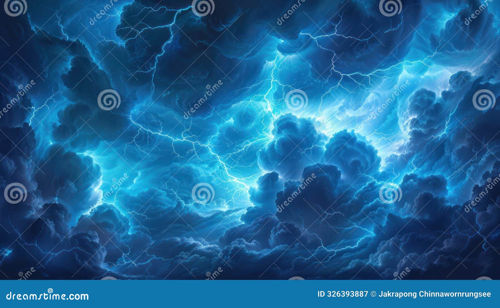 Dramatic Swirling Storm Clouds Illuminated by Intense, Bright Blue ...