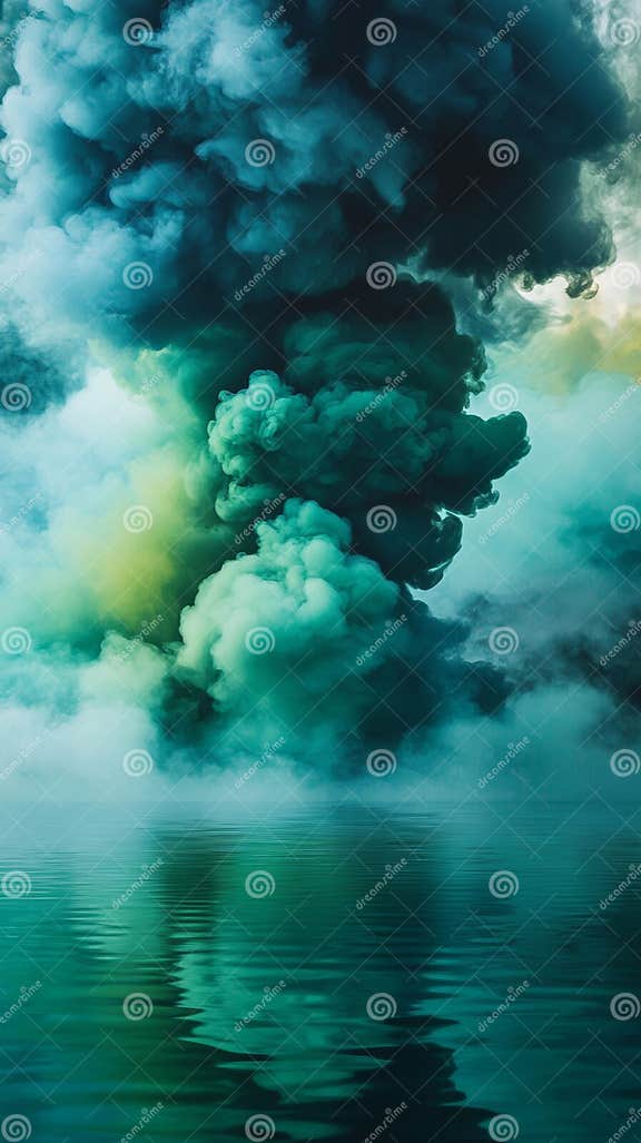 Dramatic Teal Cloud Reflection Over Water, Abstract Nature Concept ...