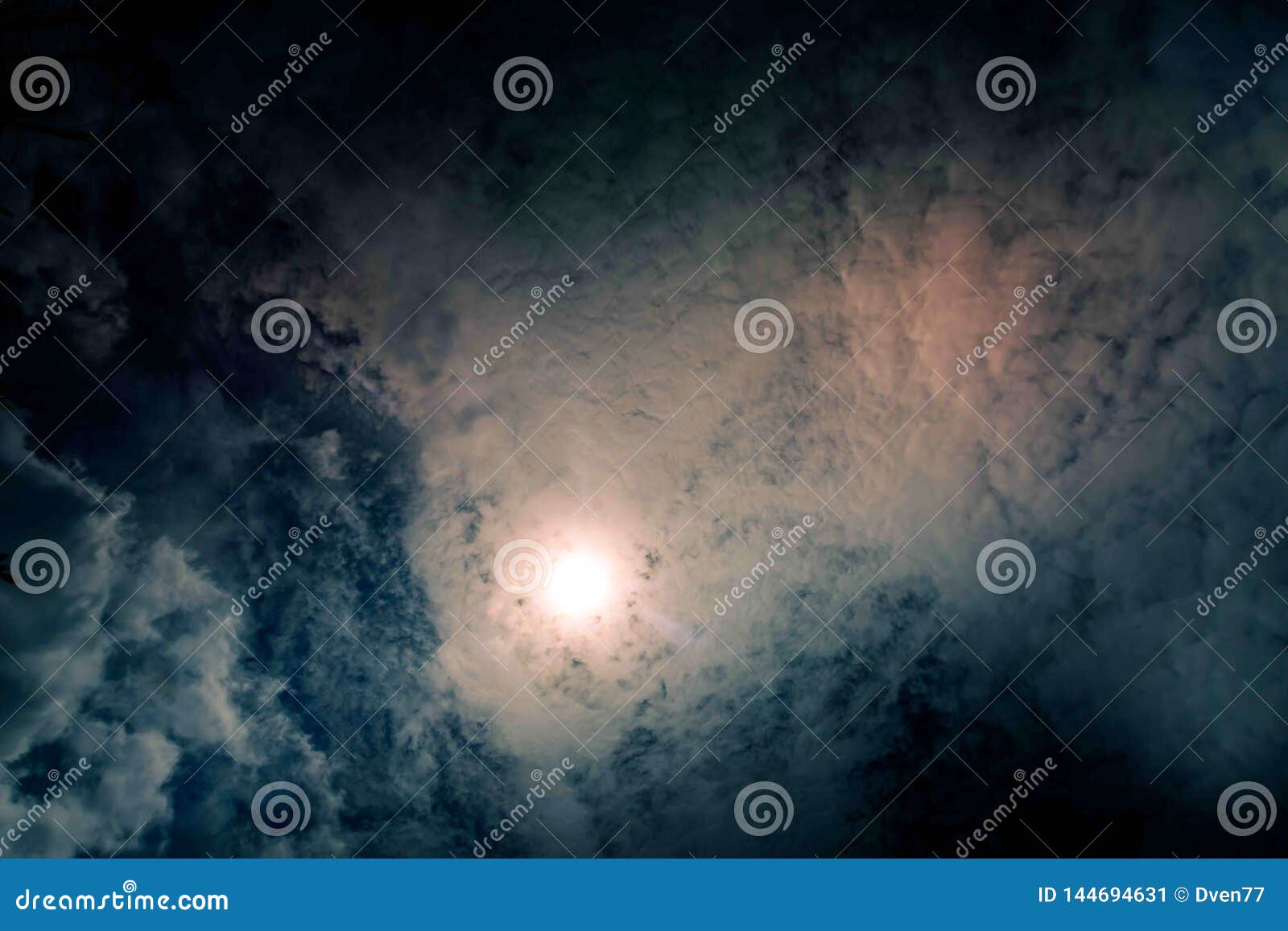 Dramatic Texture. Bottom Up View. the Sun Behind the Clouds Stock Image ...