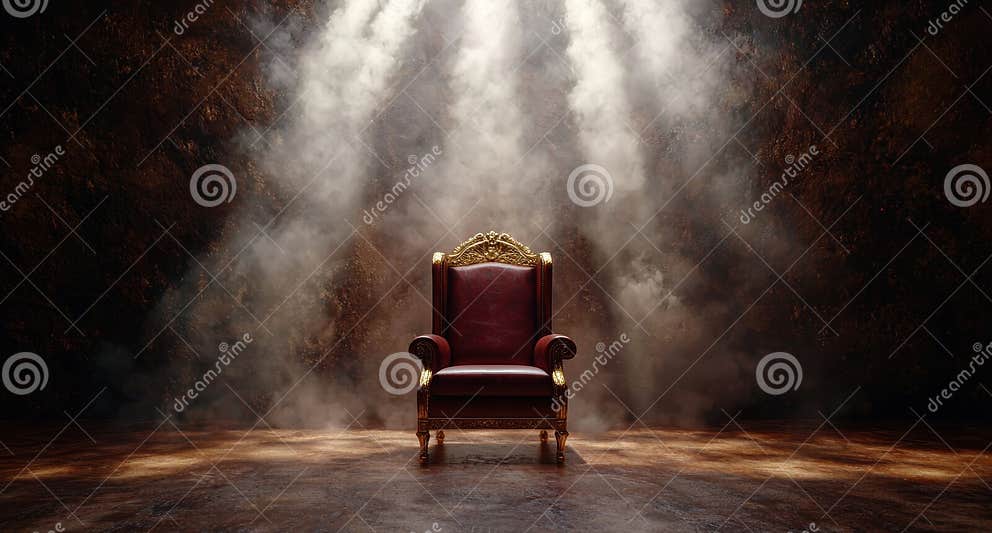 Dramatic Throne in Misty Spotlight Stock Illustration - Illustration of ...