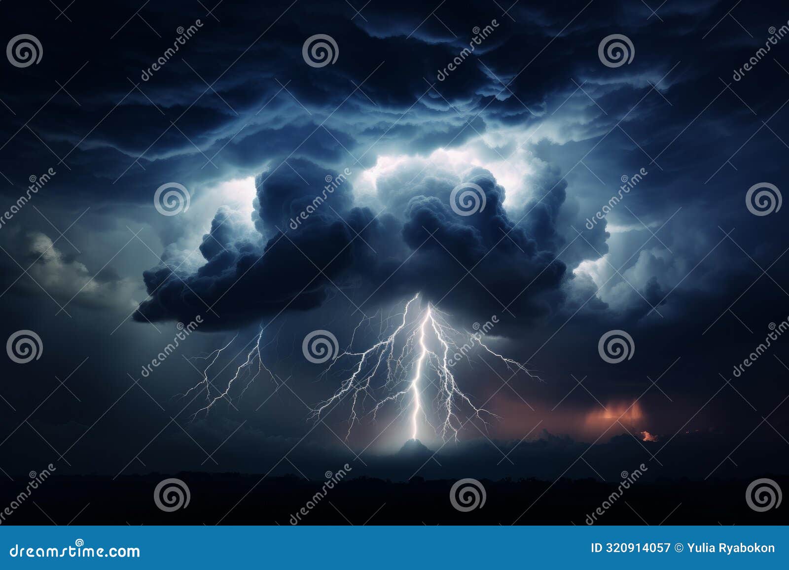 Dramatic Thundercloud Lightning Color. Generate AI Stock Image - Image ...