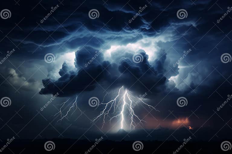 Dramatic Thundercloud Lightning Color. Generate AI Stock Image - Image ...