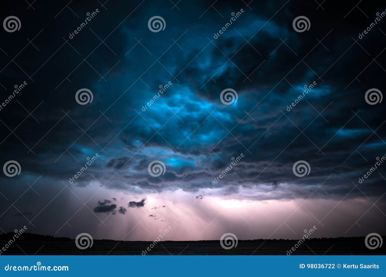 Dramatic thunderstorm. stock photo. Image of darkness - 98036722