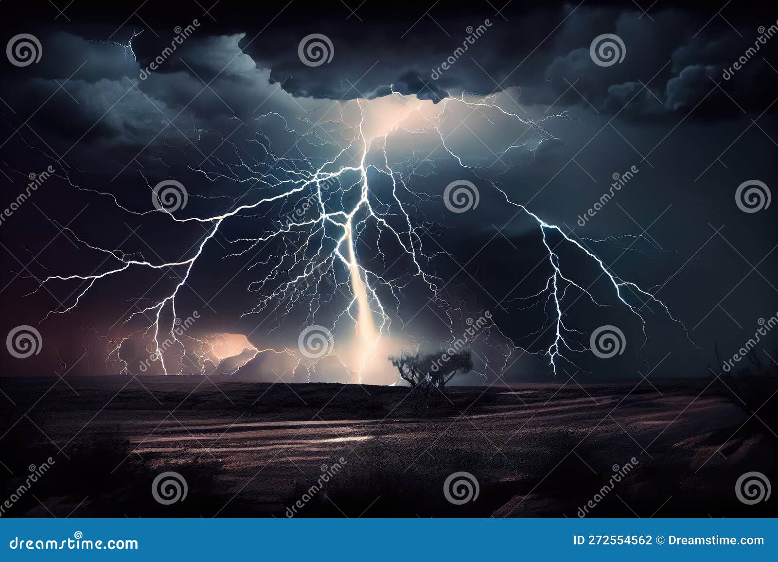 Dramatic Thunderstorm with Lightning Bolts Striking the Ground in Rapid ...