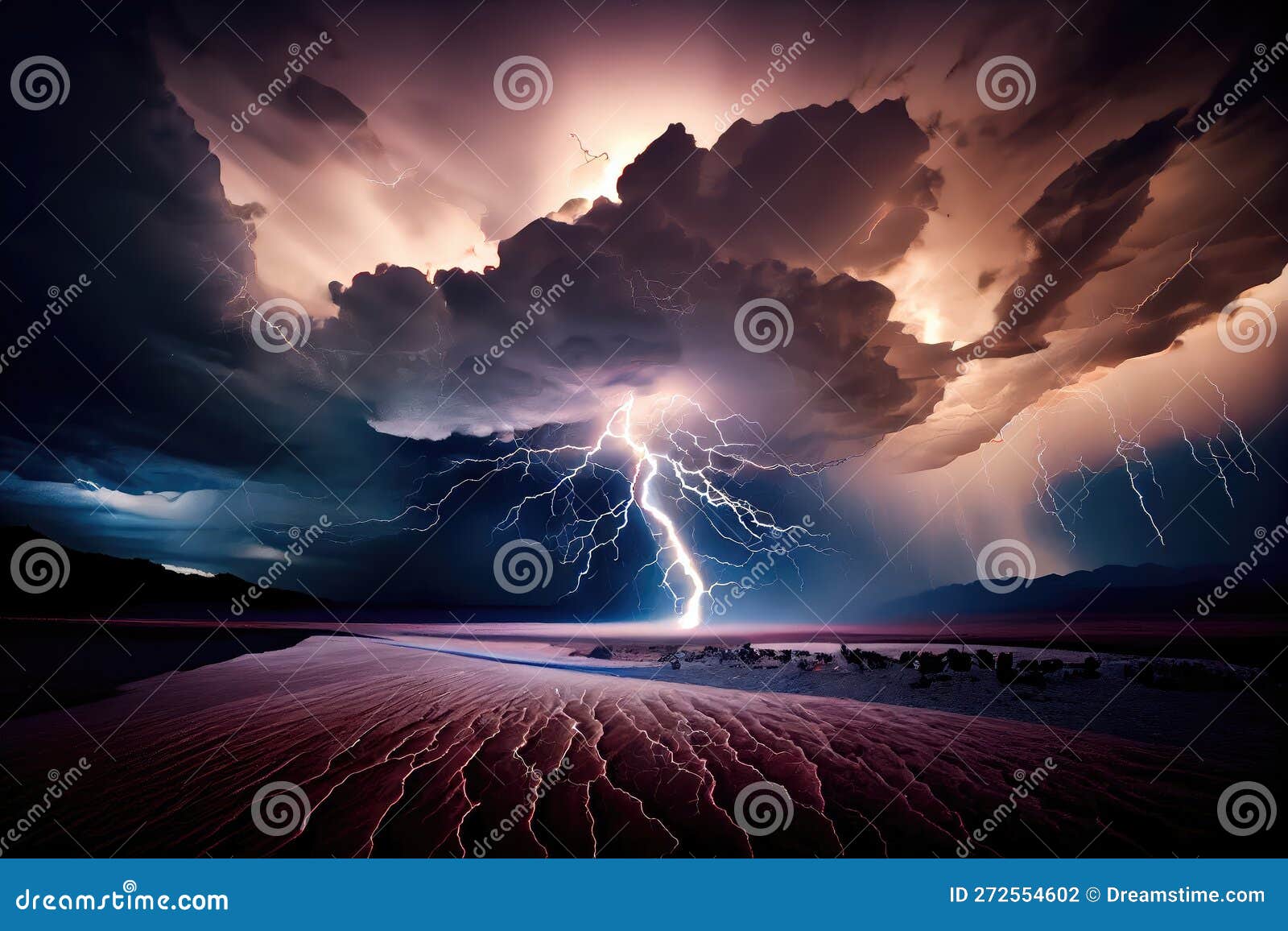 Dramatic Thunderstorm with Lightning Bolts Striking the Ground in Rapid ...