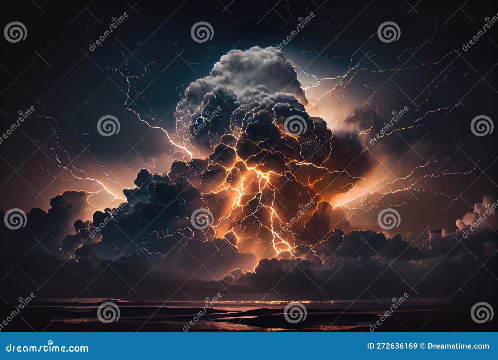 Dramatic Thunderstorm with Lightning Flashes, Illuminating Dark Storm ...