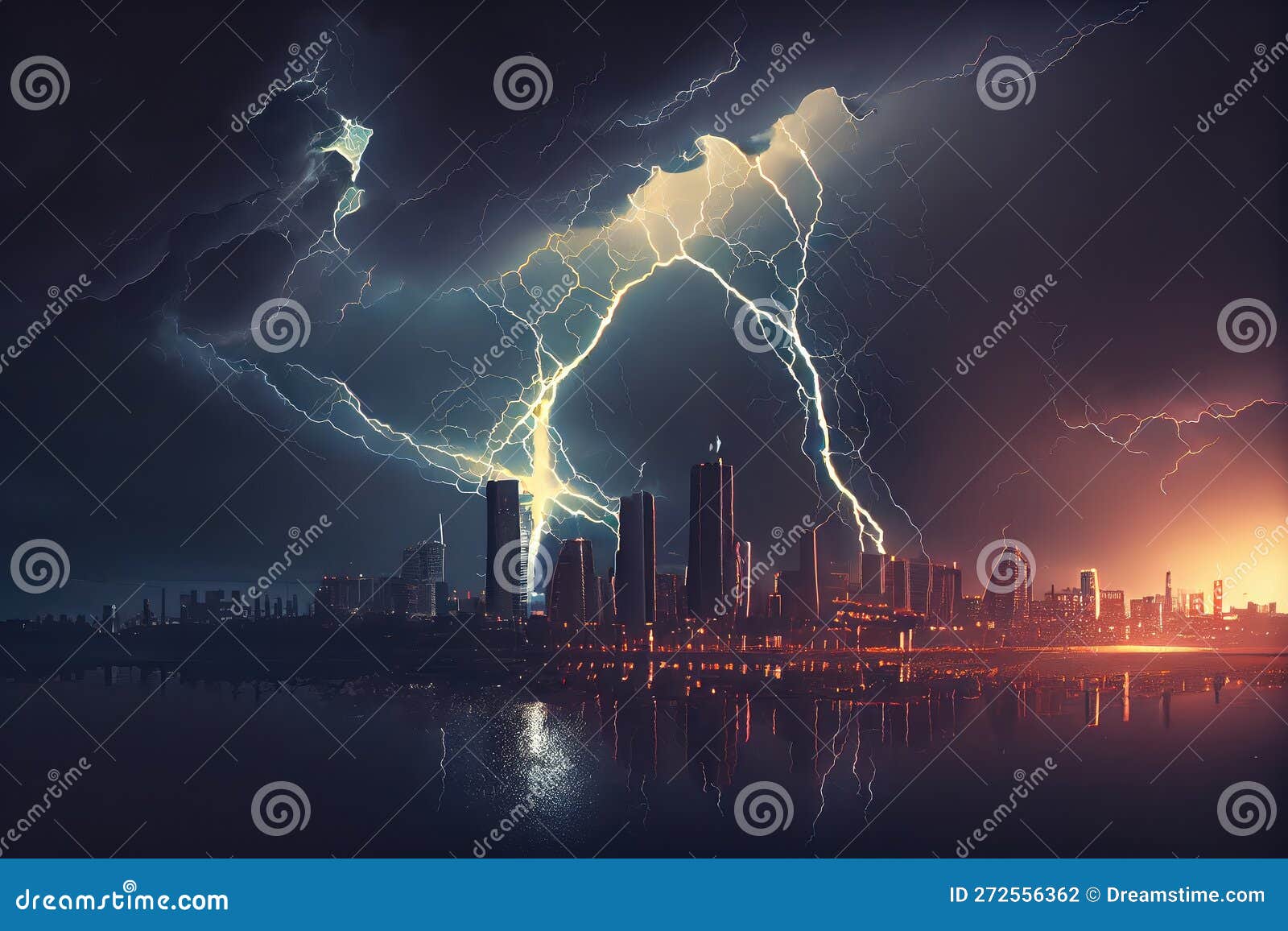 Dramatic Thunderstorm with Lightning and Rain Over Dramatic Mountain ...