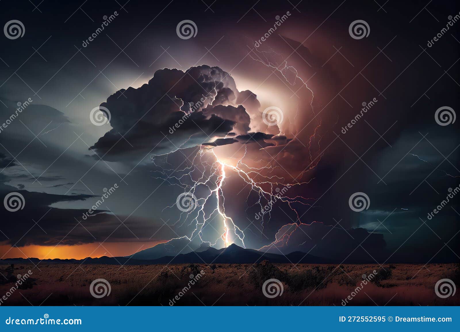Dramatic Thunderstorm with Lightning Strikes, Illuminating Cloud ...