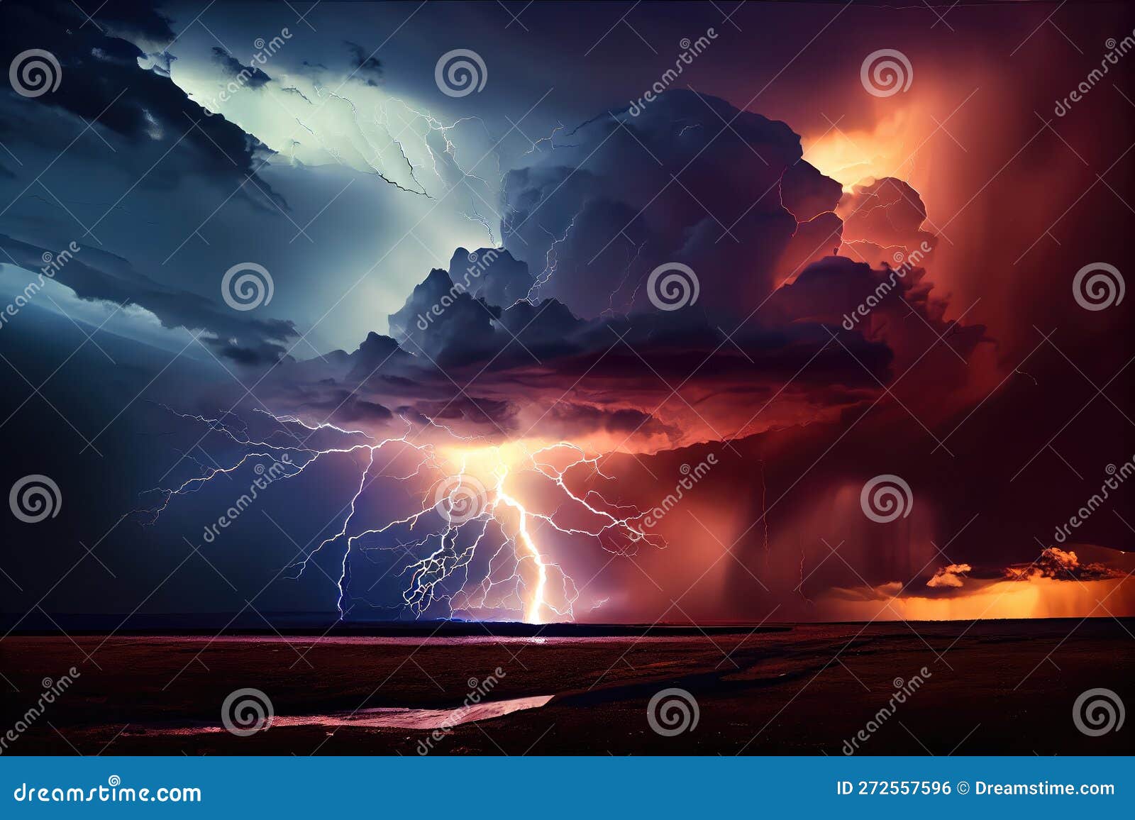 Dramatic Thunderstorm with Lightning Striking in the Distance Stock ...
