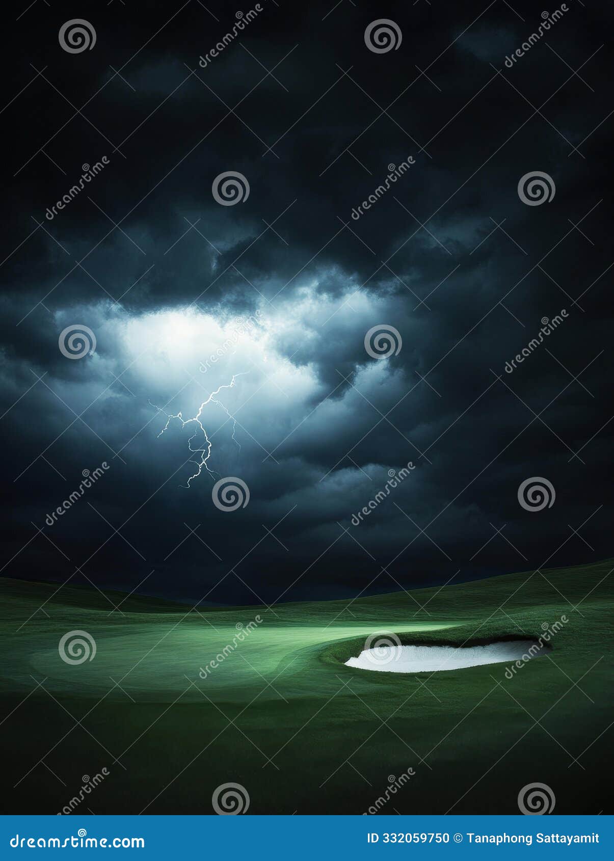 Dramatic Thunderstorm Over Golf Course a Golf Course Bunker in the ...