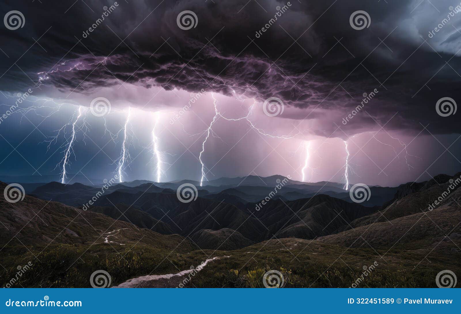 Dramatic Thunderstorm Over Rugged Mountains with Intense Lightning ...