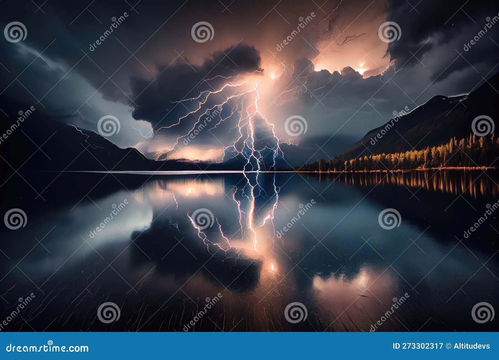 Dramatic Thunderstorm Overhead, with Lightning Bolts Striking Close by ...